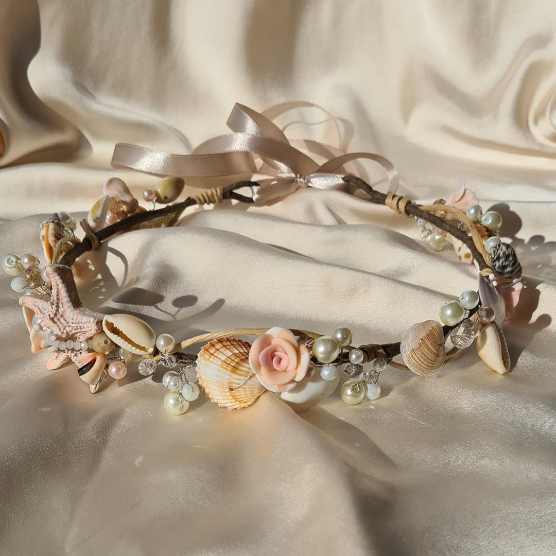 Beach Shells Tiara, Seashell Headpiece, Starfish Crown, Beach Wedding ...