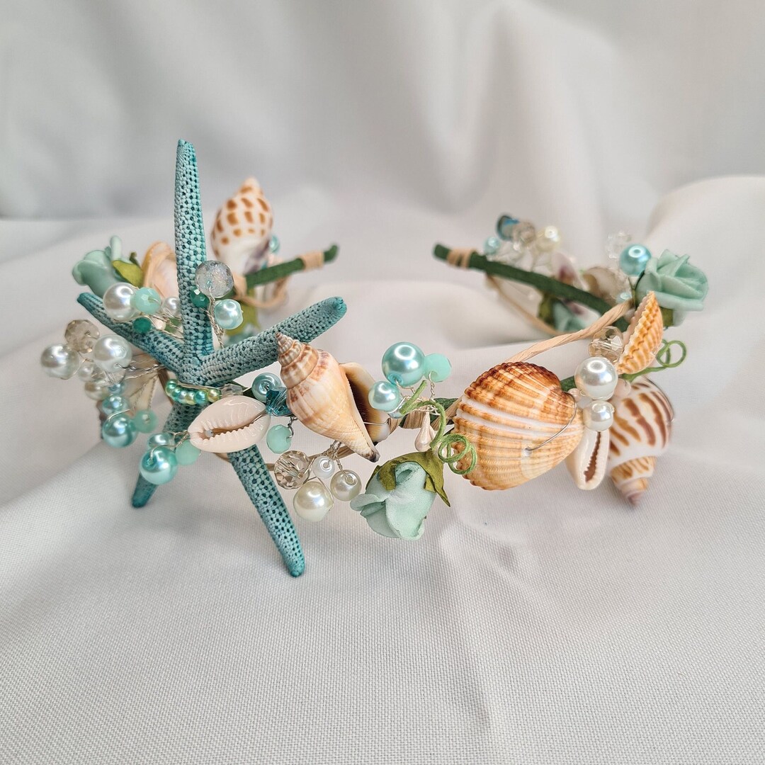 Starfish Headband, Mermaid Crown Costume, Blue Shells Tiara, Starfish ...
