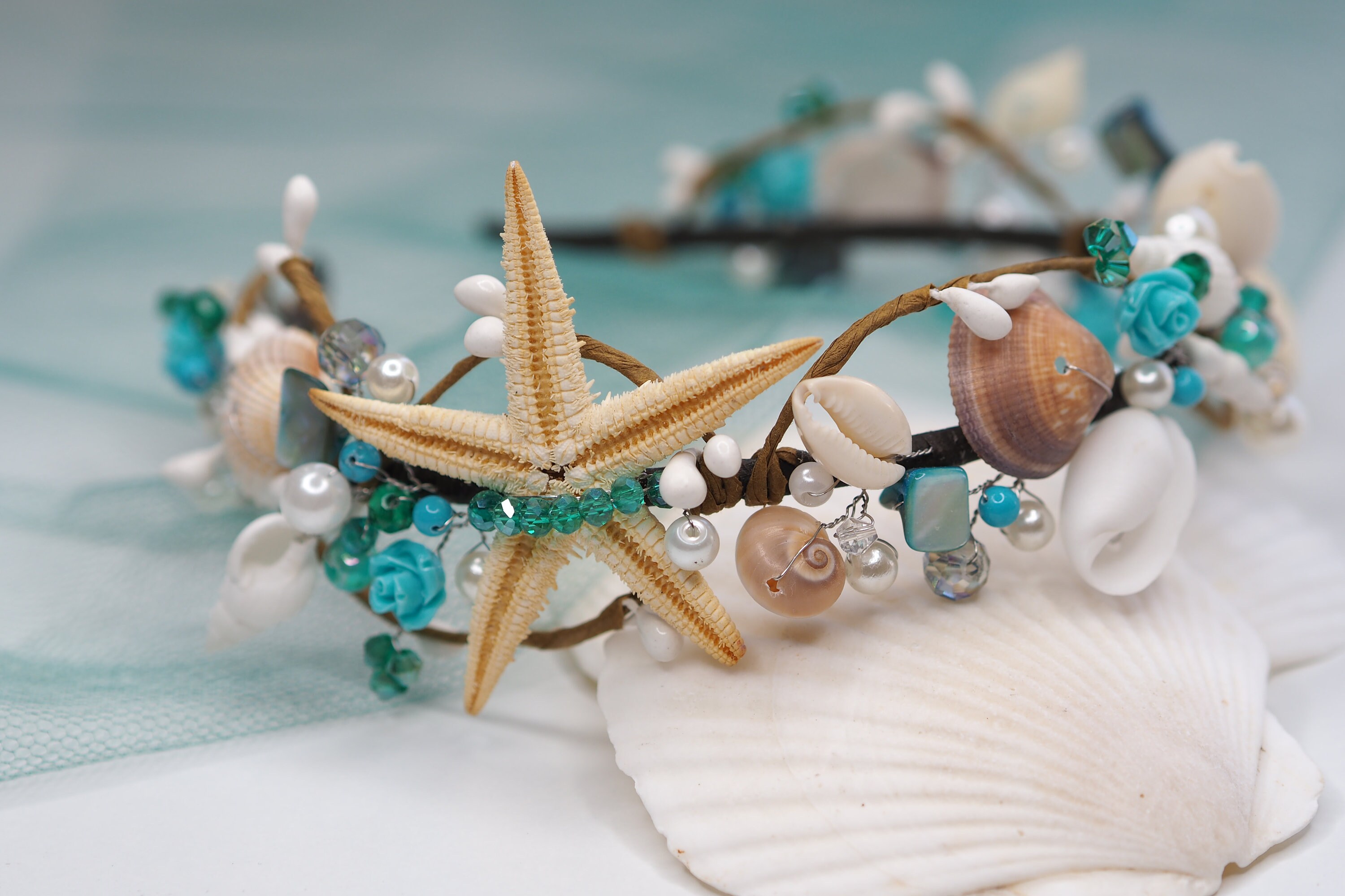 Seashell hair accessory Starfish headband Mermaid hair hoop | Etsy