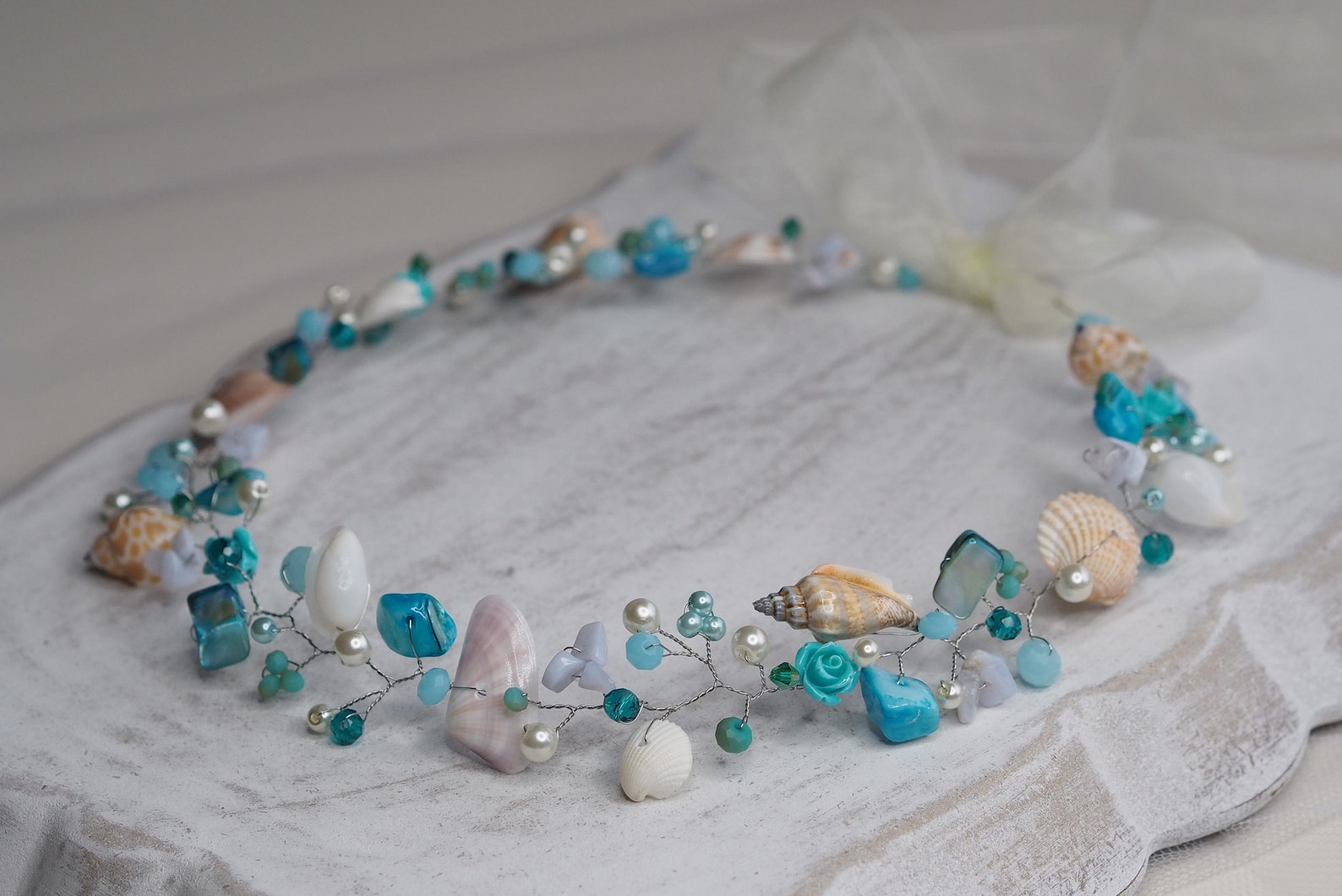 Seashell Headpiece Blue Beach Hairpiece Seashell Tiara Mermaid - Etsy