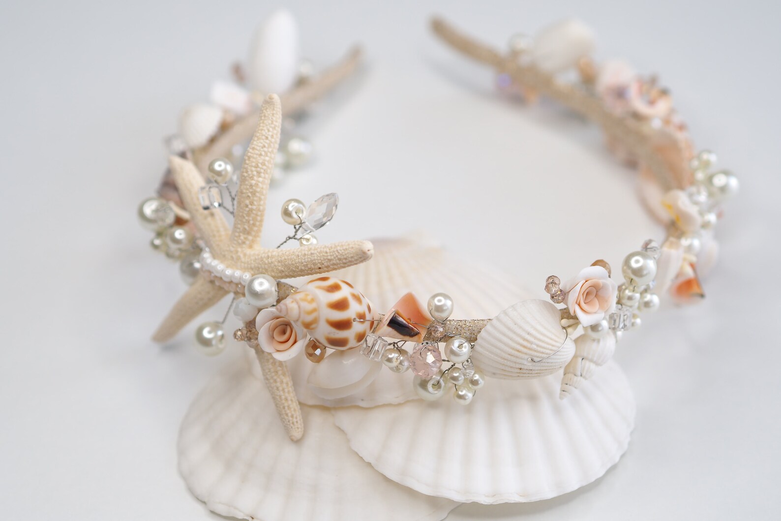 Beach bridal tiara Wedding shell headpiece Mermaid headband | Etsy
