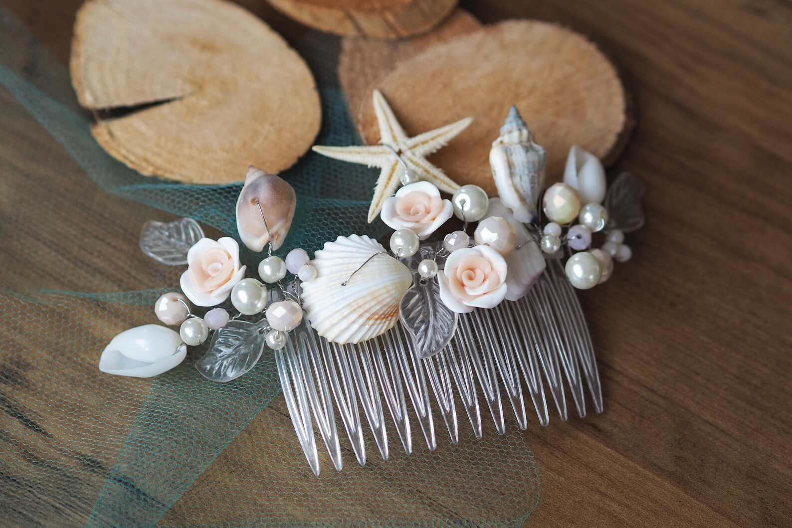 Shells Hair Comb Seashell Headpiece Starfish Beach Hairpiece - Etsy
