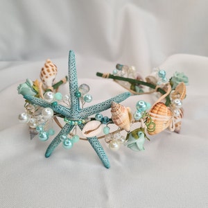 Starfish Headband, Mermaid Crown Costume, Blue Shells Tiara, Starfish ...