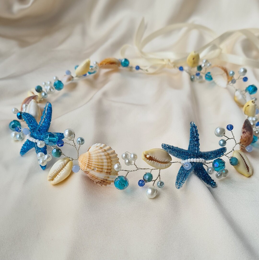 Seashell Headpiece Blue Beach Hairpiece Seashell Tiara - Etsy