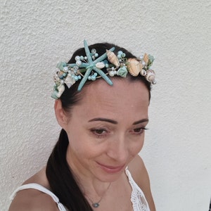 Starfish Headband, Mermaid Crown Costume, Blue Shells Tiara, Starfish ...