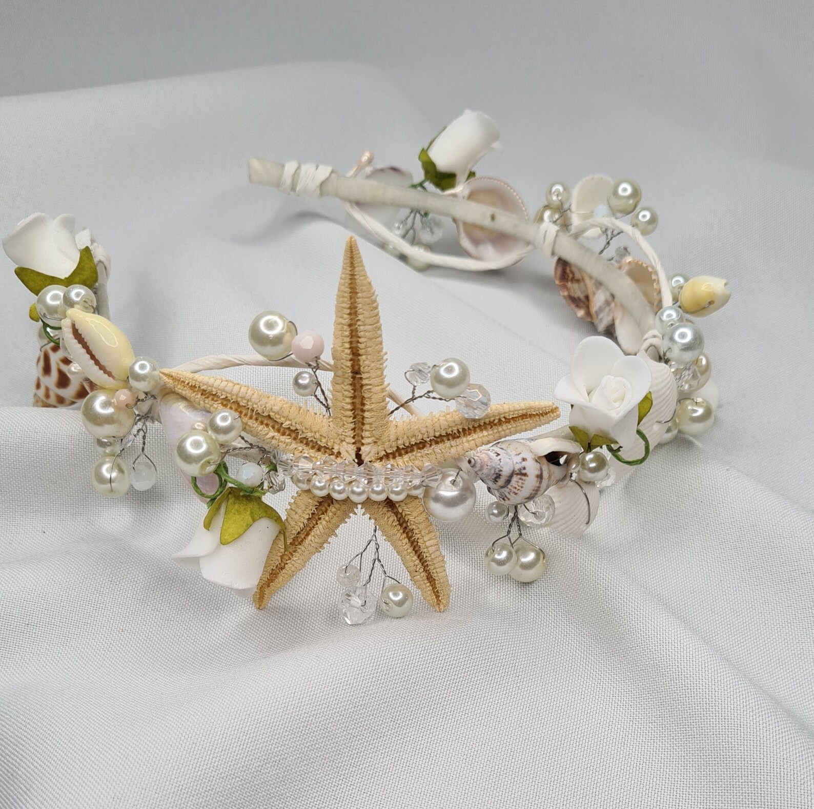 Beach Bridal Tiara, Wedding Shells Headpiece, Pearl Starfish Crown ...