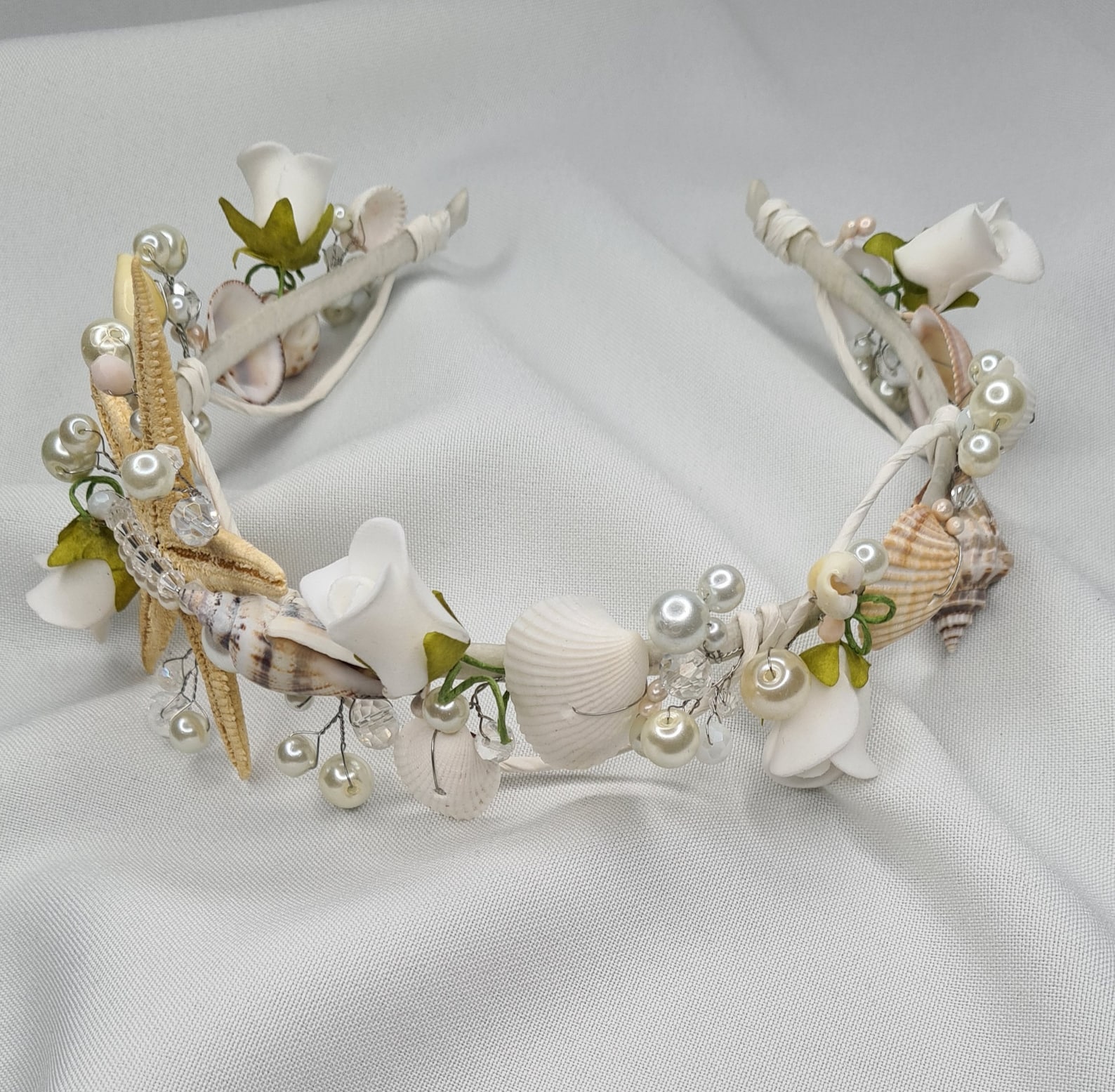 Beach Bridal Tiara, Wedding Shells Headpiece, Pearl Starfish Crown ...