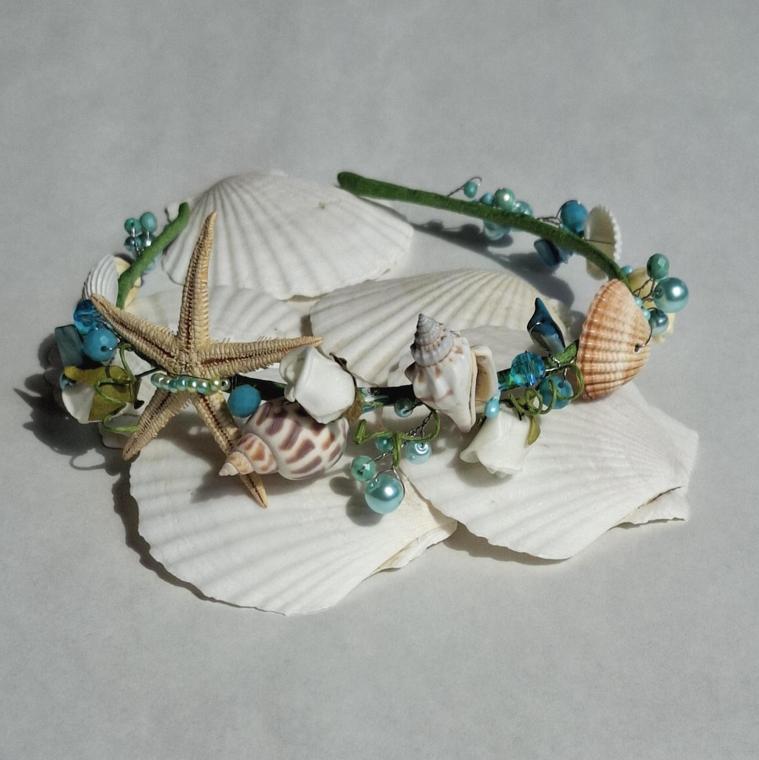 Seashell & Starfish Tiara, Boho Ocean Hair Crown, Mermaid Tiara, Beach ...