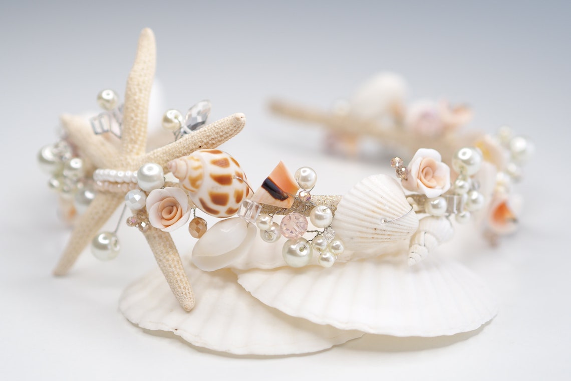 Beach bridal tiara Wedding shell headpiece Mermaid headband | Etsy