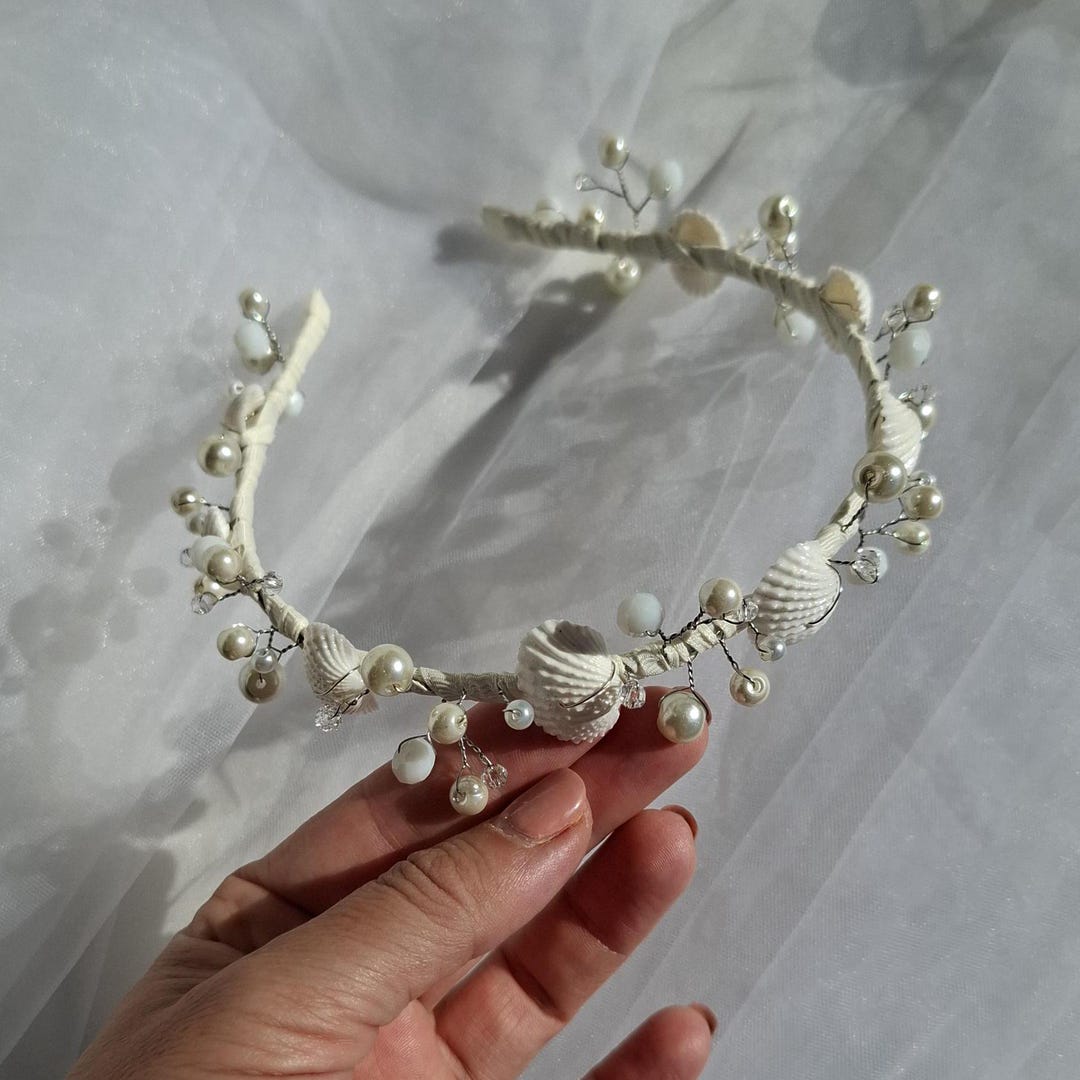 Beach Hair Accessories, Mermaid Crown, White Shells Tiara, Seashell ...