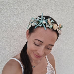 Starfish Headband, Mermaid Crown Costume, Blue Shells Tiara, Starfish ...