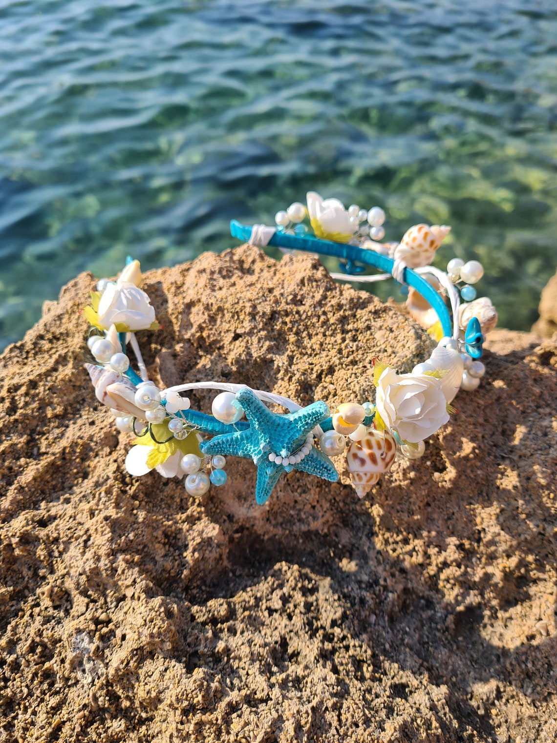 Beach Bridal Tiarawedding Shell Headpiecepearl Starfish - Etsy