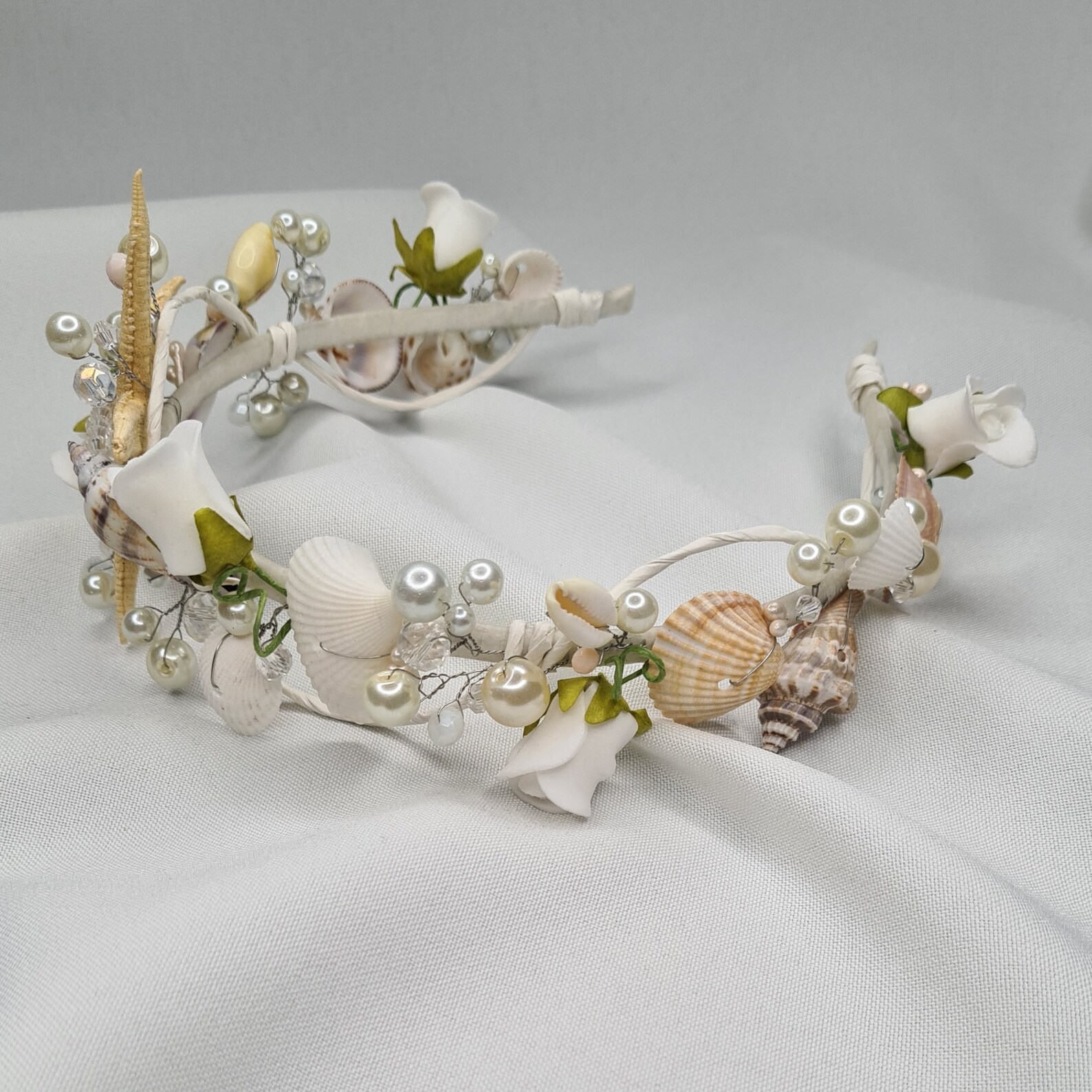 Beach Bridal Tiara, Wedding Shells Headpiece, Pearl Starfish Crown ...