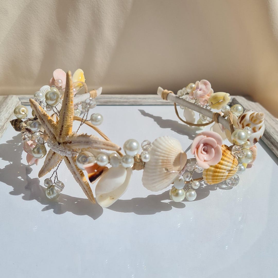 Beach Bridal Tiara,wedding Shell Headpiece,pearl Starfish Crown,wedding ...