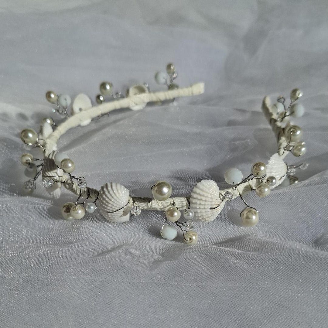 Seashell Tiara, Beach Wedding Hair Accessories, Mermaid Crown, White ...