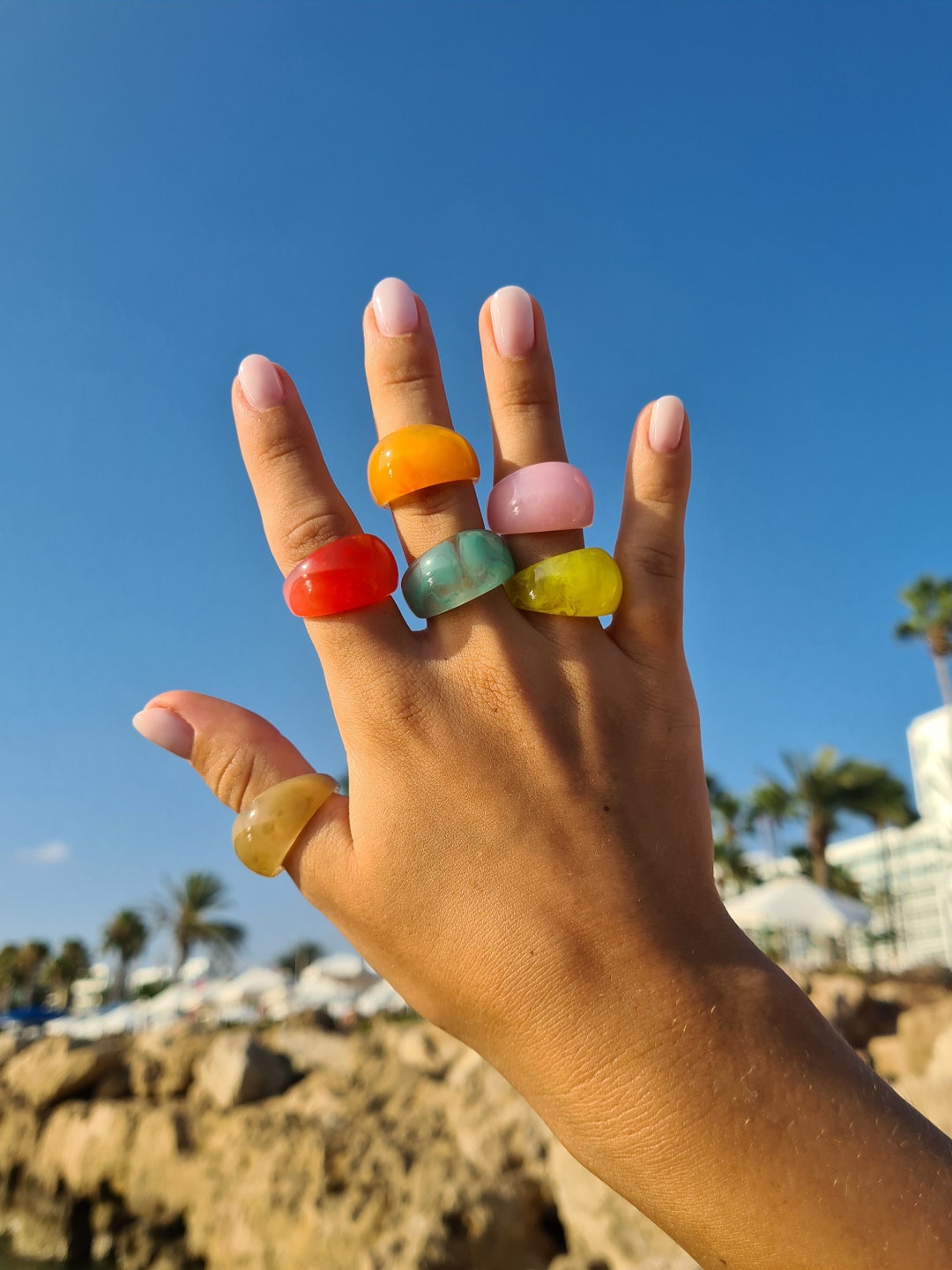 Colorful Chunky Rings, Resin Rings, Funky Rings, Y2k Rings, Acrylic ...