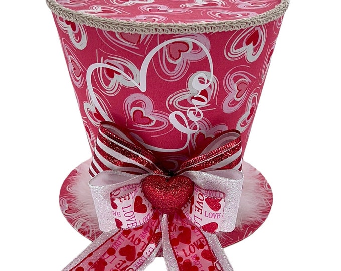 Valentines Day, Valentine Decor, Valentines Day, Top Hat, Hearts, Bow ...