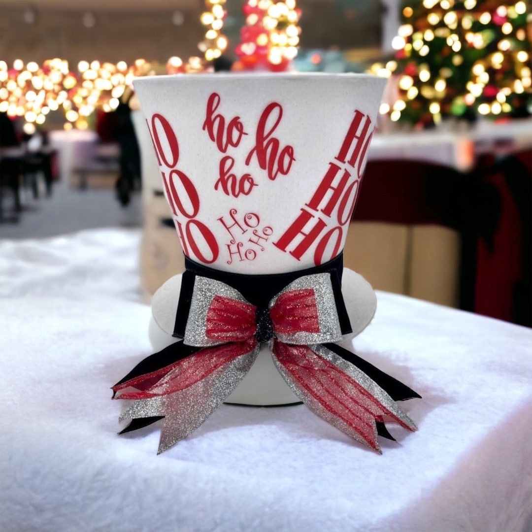 Santa Claus Hat Tree Topper Hohoho Tree Topper Santa Tree Topper White ...