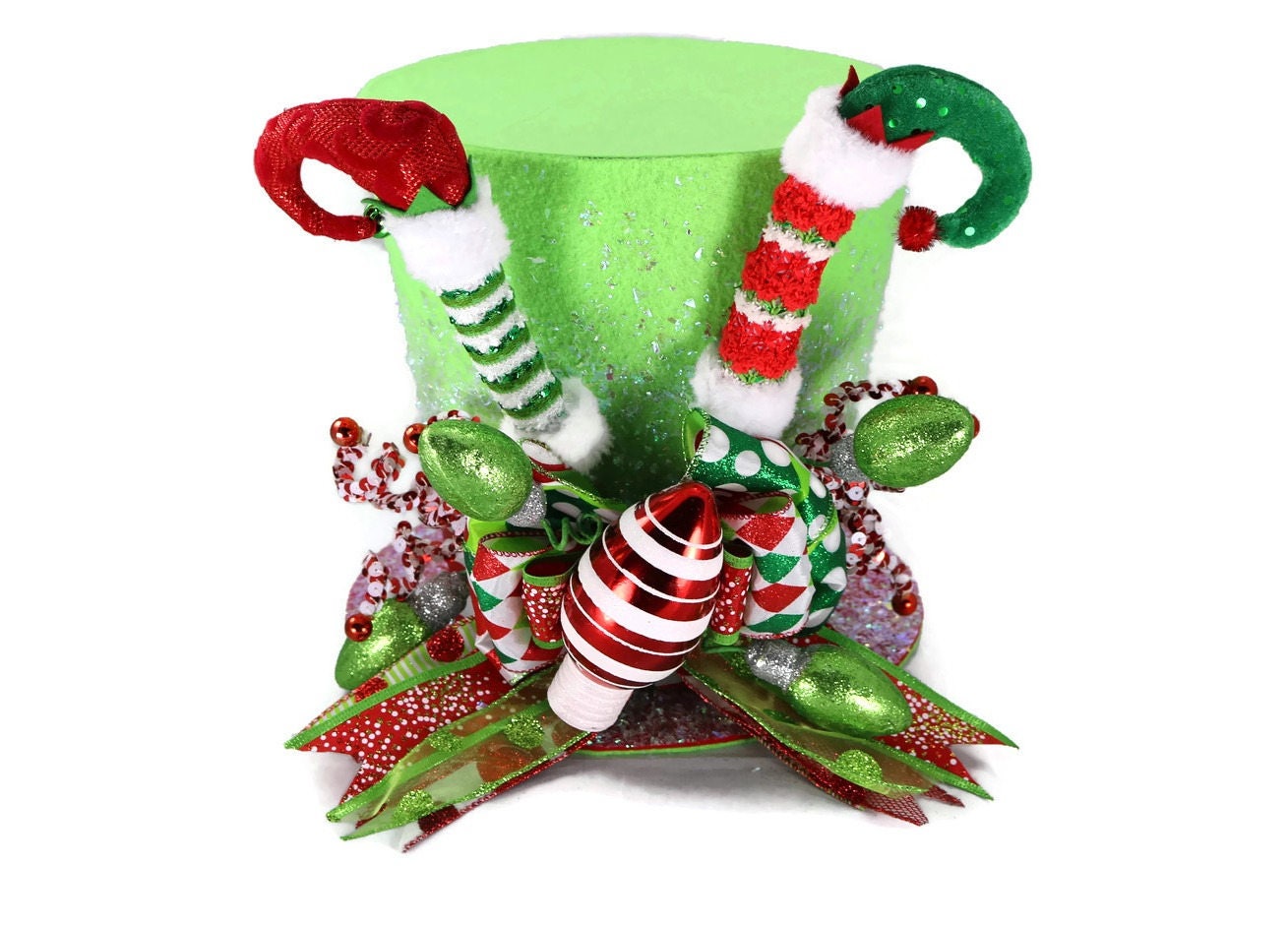 Green and Red Elf theme tree topper, Elf on the shelf Christmas ...