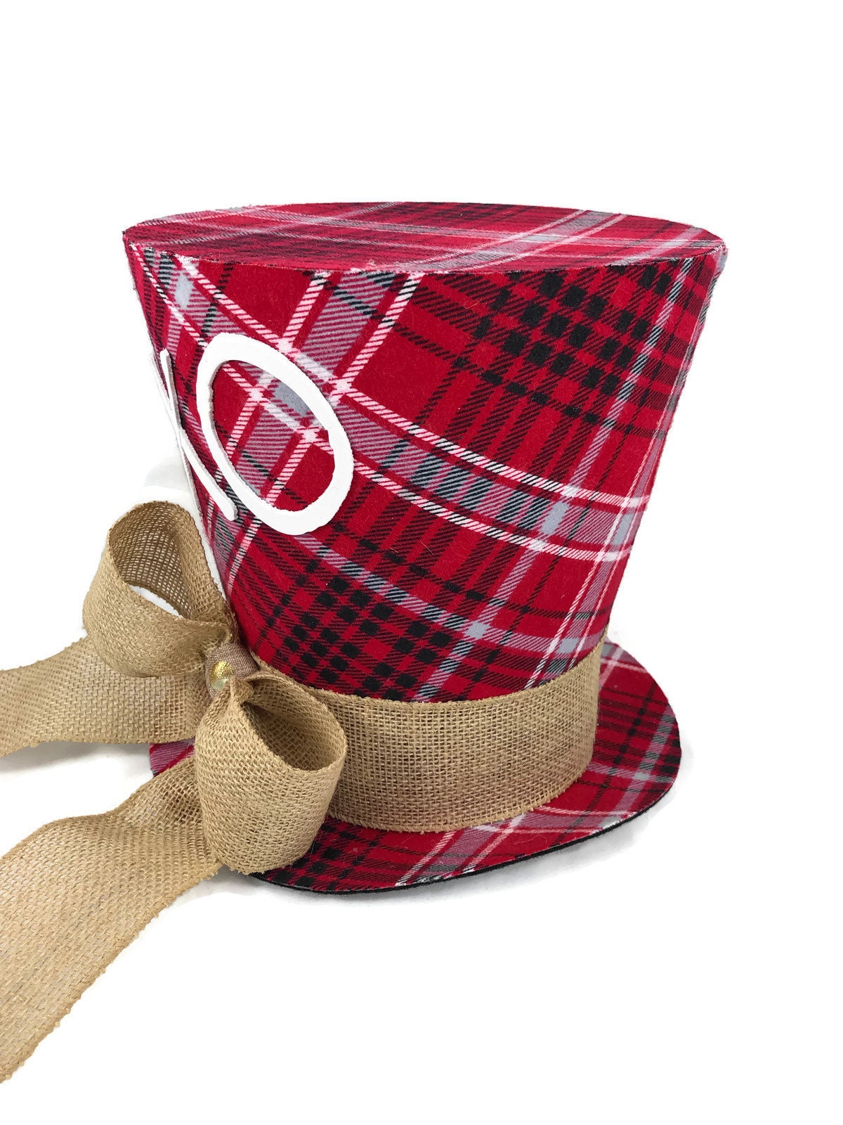 Rustic plaid Valentines Day top hat, Table Decoration, Valentines Day ...
