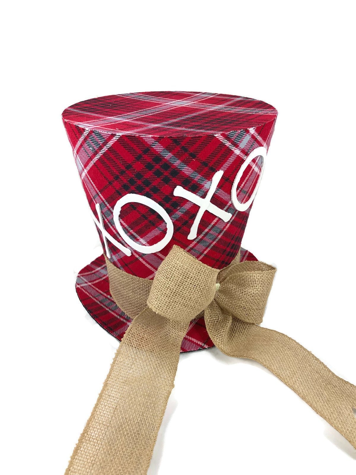 Rustic plaid Valentines Day top hat, Table Decoration, Valentines Day ...