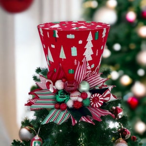 Mint Green and Red Christmas Tree Topper Whimsical Tree Topper ...