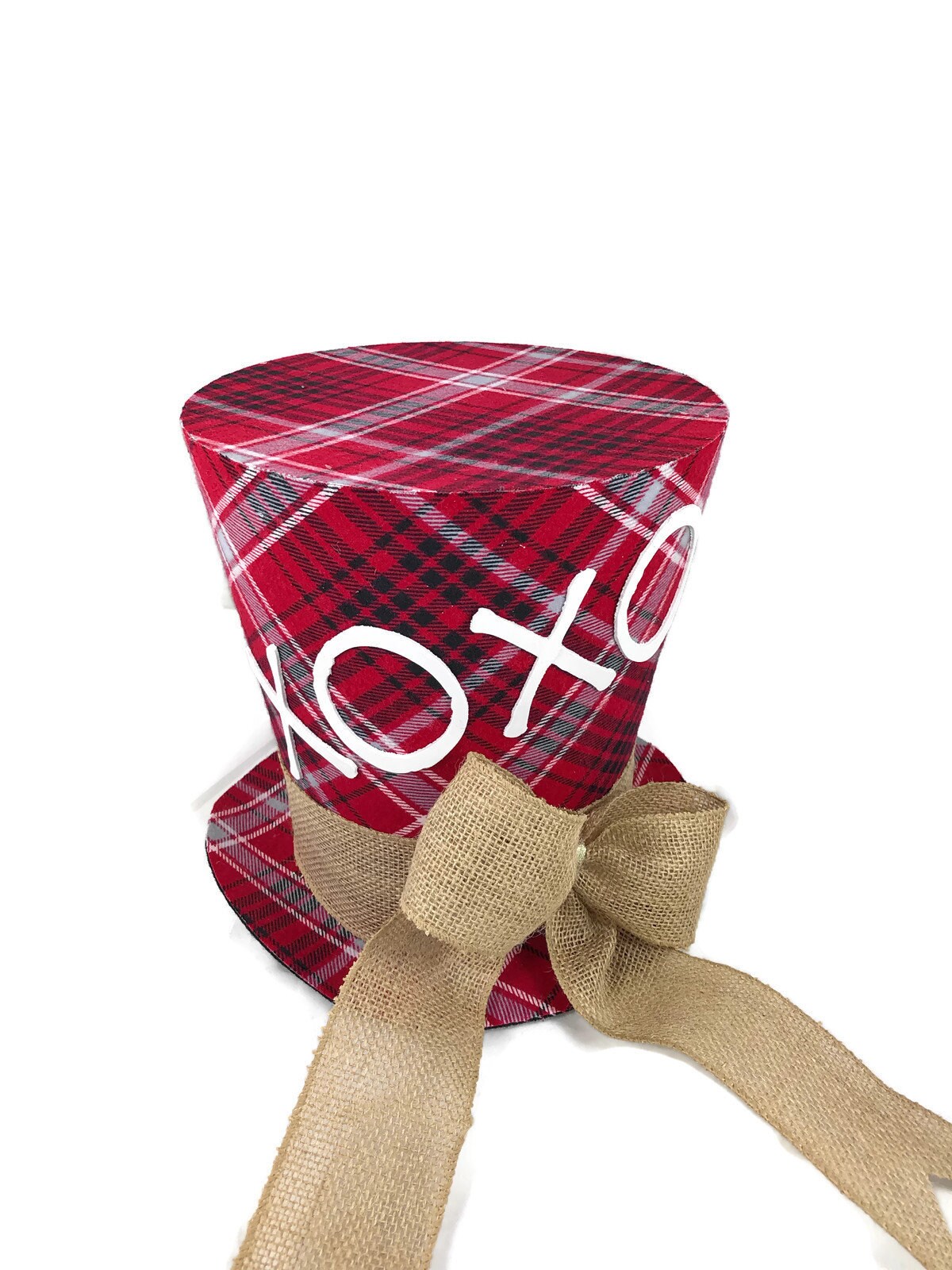Rustic plaid Valentines Day top hat, Table Decoration, Valentines Day ...