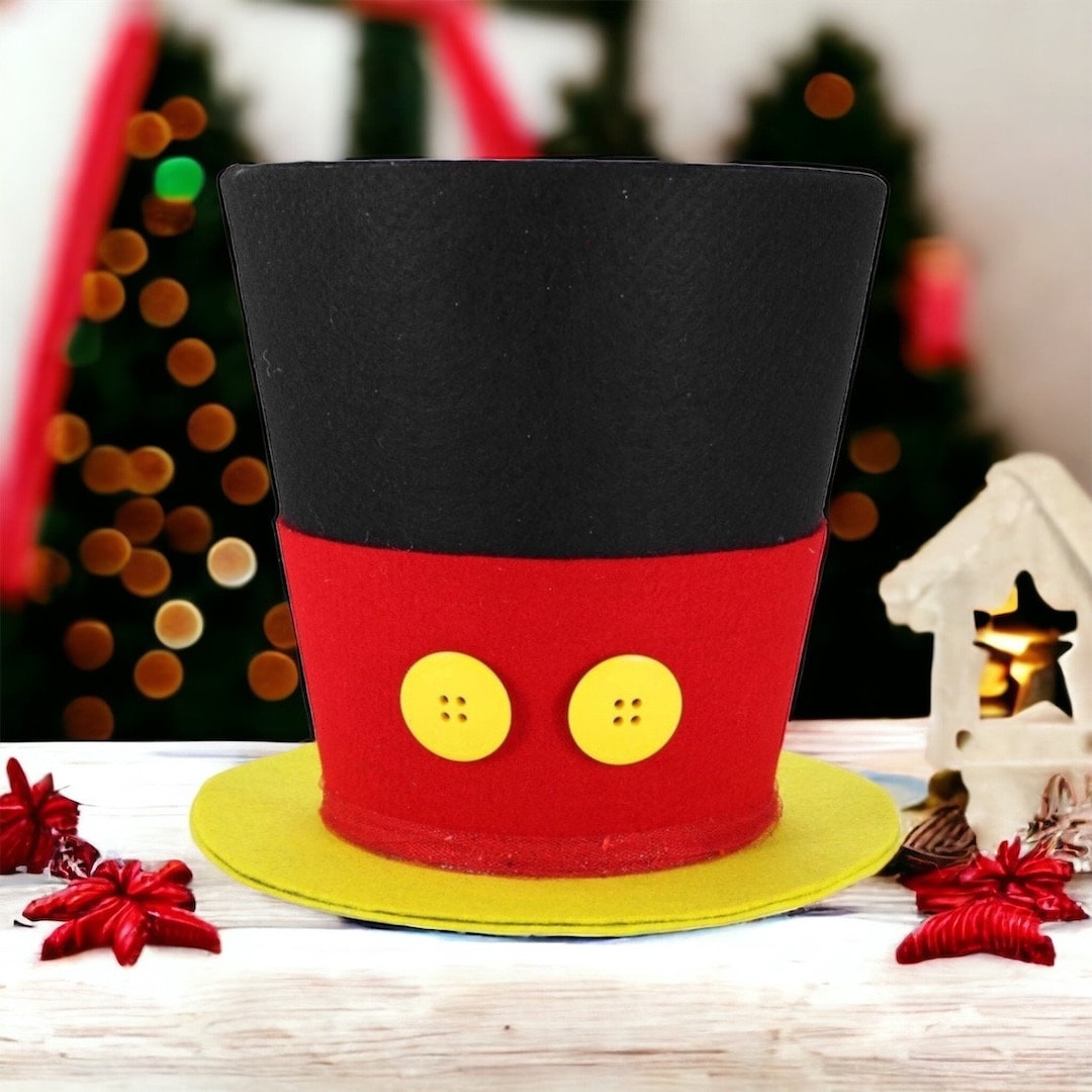 Mickey Mouse Top Hat Tree Topper Black Red and Yellow Mickey Christmas ...