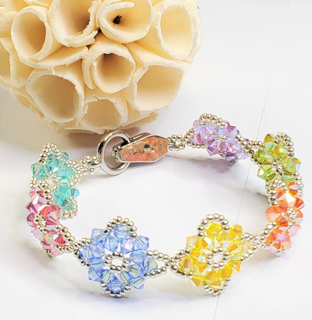 Rainbow Crystal Beaded Bracelet Making Kit: DIY Jewelry Crafting Set - Etsy