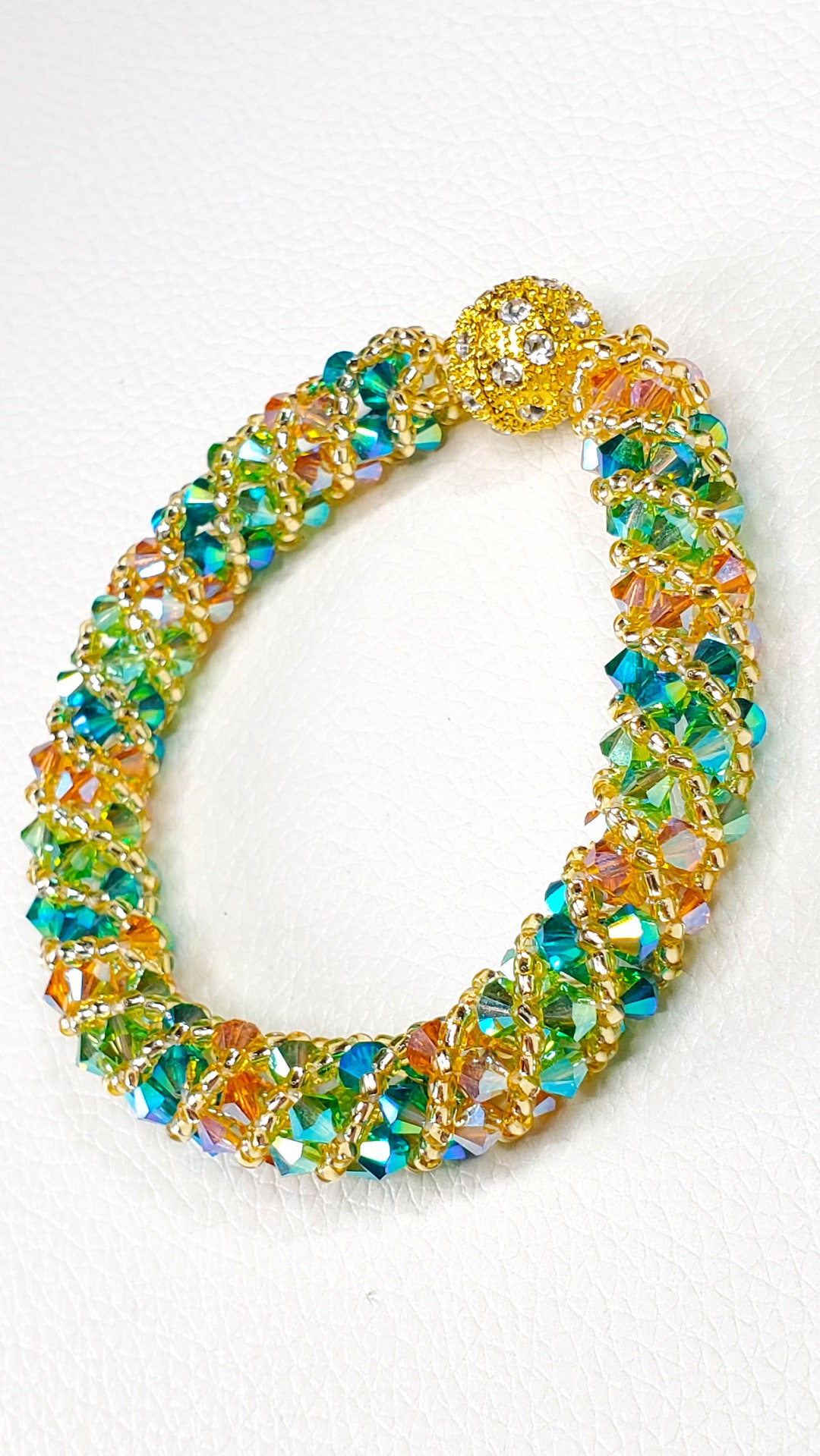 Citrus Crystal Bracelet: Orange, Green, Yellow Preciosa Crystals - Etsy