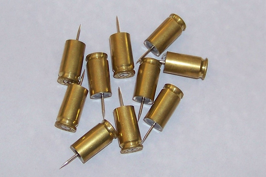 9mm Bullet Casing Thumb Tack Set of 10 Brass. Gun Bullet Brass Push ...