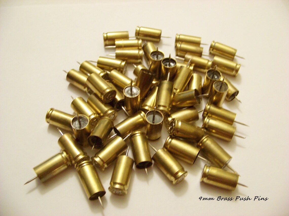 9mm Bullet Casing Thumb Tack Set of 50 Brass. Gun Bullet Brass - Etsy