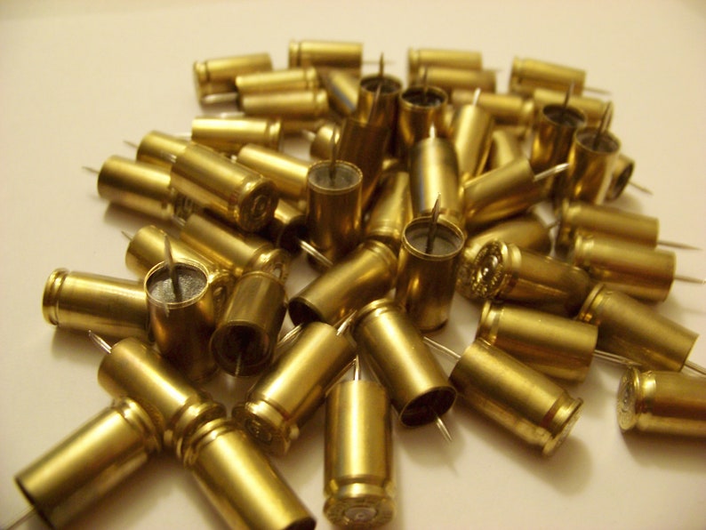 9mm Bullet Casing Thumb Tack Set of 50 Brass. Gun Bullet Brass - Etsy