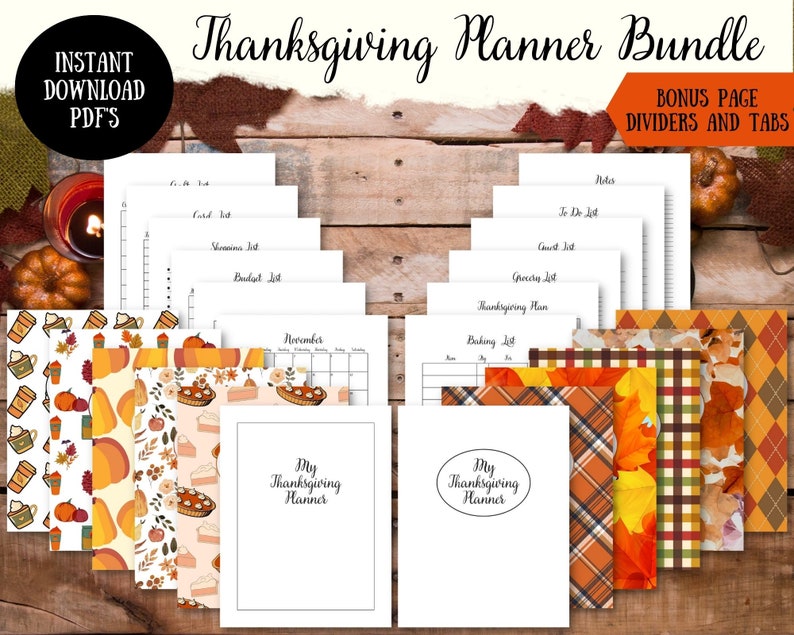 Thanksgiving Planner Bundle Pdfs Only - Etsy