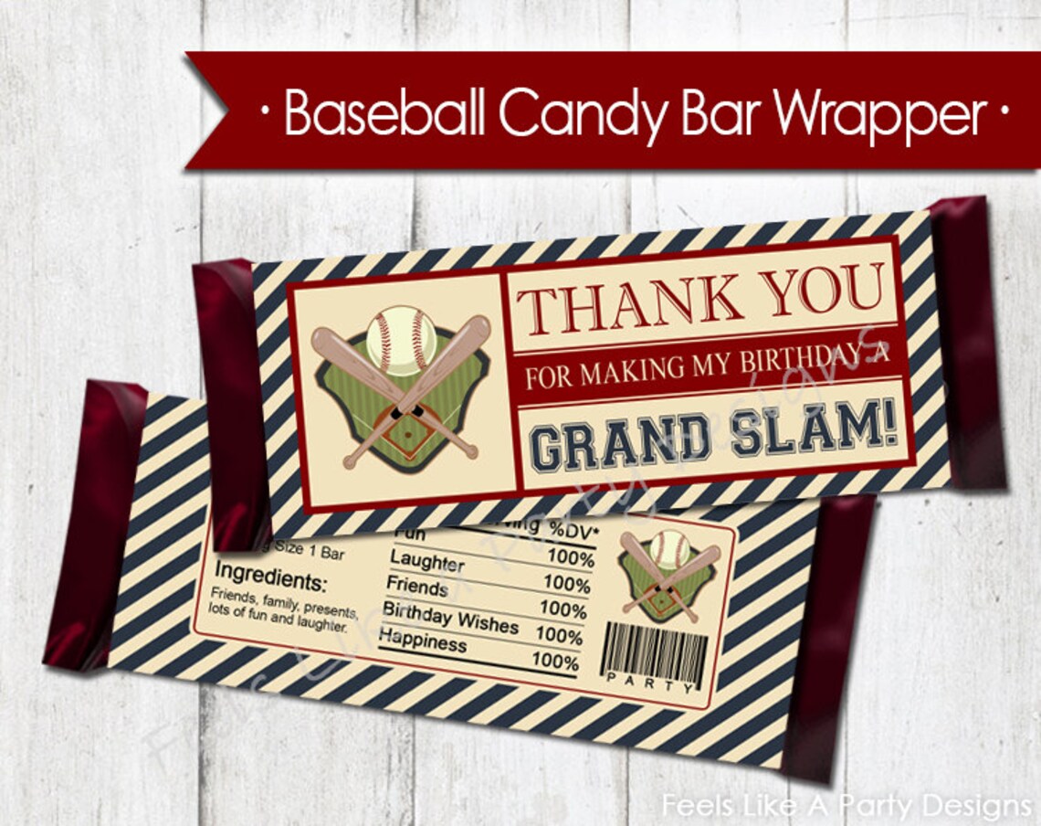 Baseball Candy Bar Wrapper Instant Download Baseball Party - Etsy
