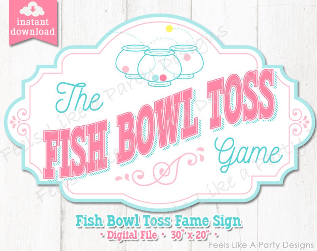 Pink and Blue Fish Bowl Toss Game Sign - DIY Instant Download, Carnival ...