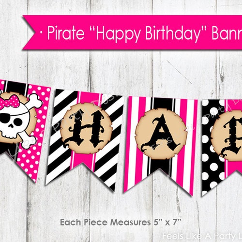 Pirate Happy Birthday Banner Instant Download - Etsy