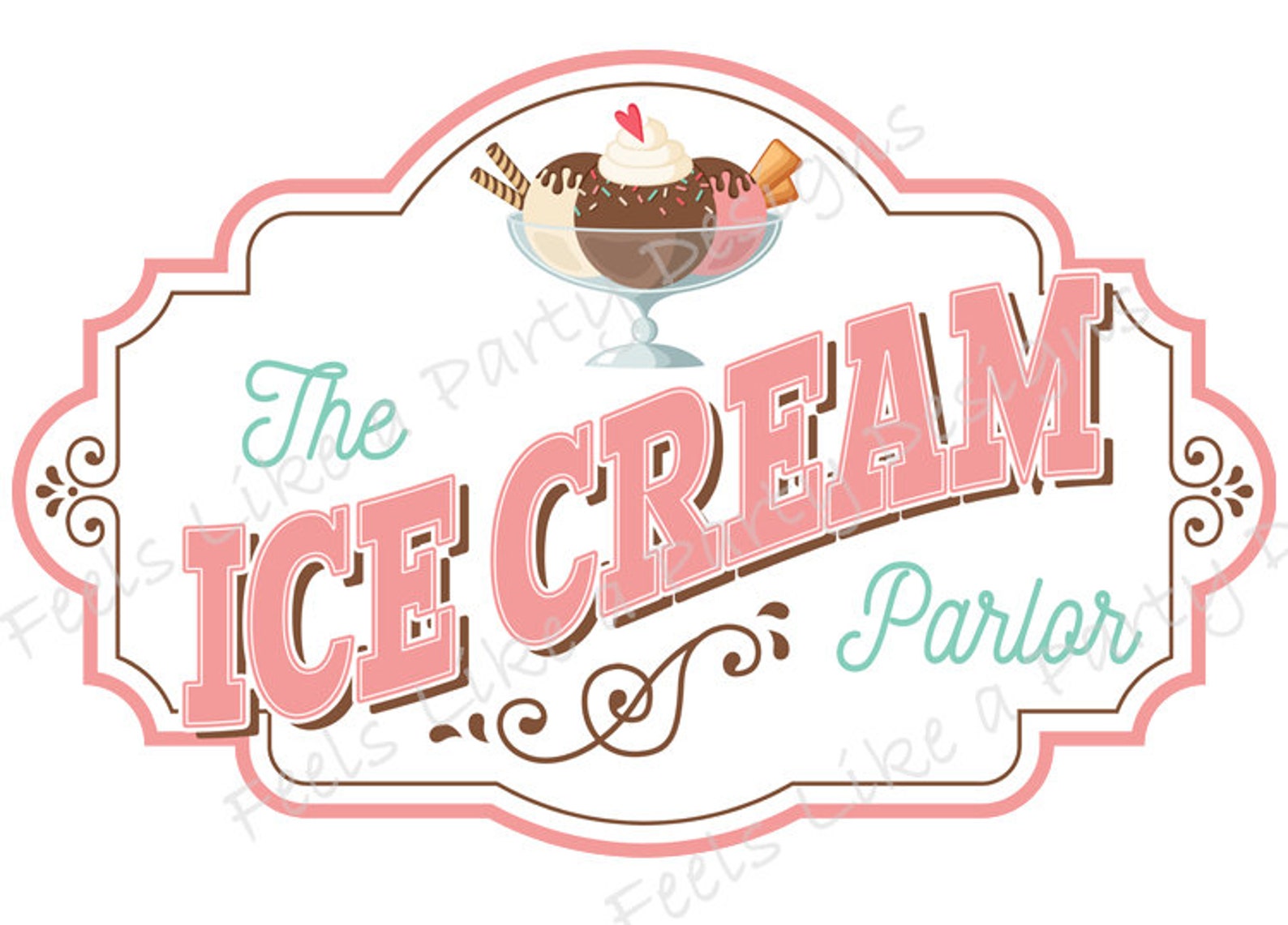 Ice Cream Parlor Sign - DIY Instant Download, Ice Cream Party Sign, Ice ...