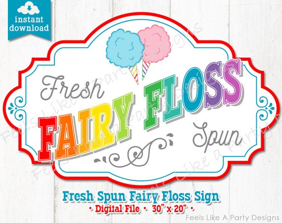 Colorful Fairy Floss Sign DIY Instant Download Carnival - Etsy Australia
