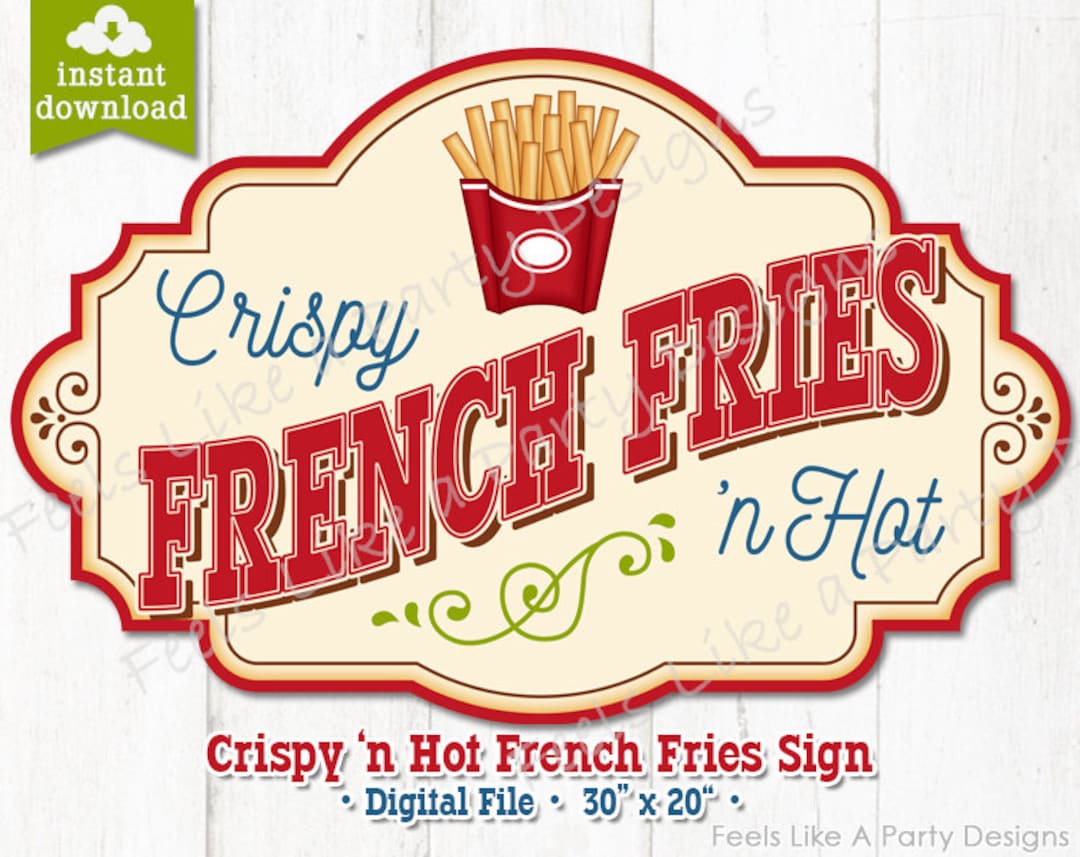 French Fry Sign - DIY Instant Download, French Fry Banner, French Fry ...