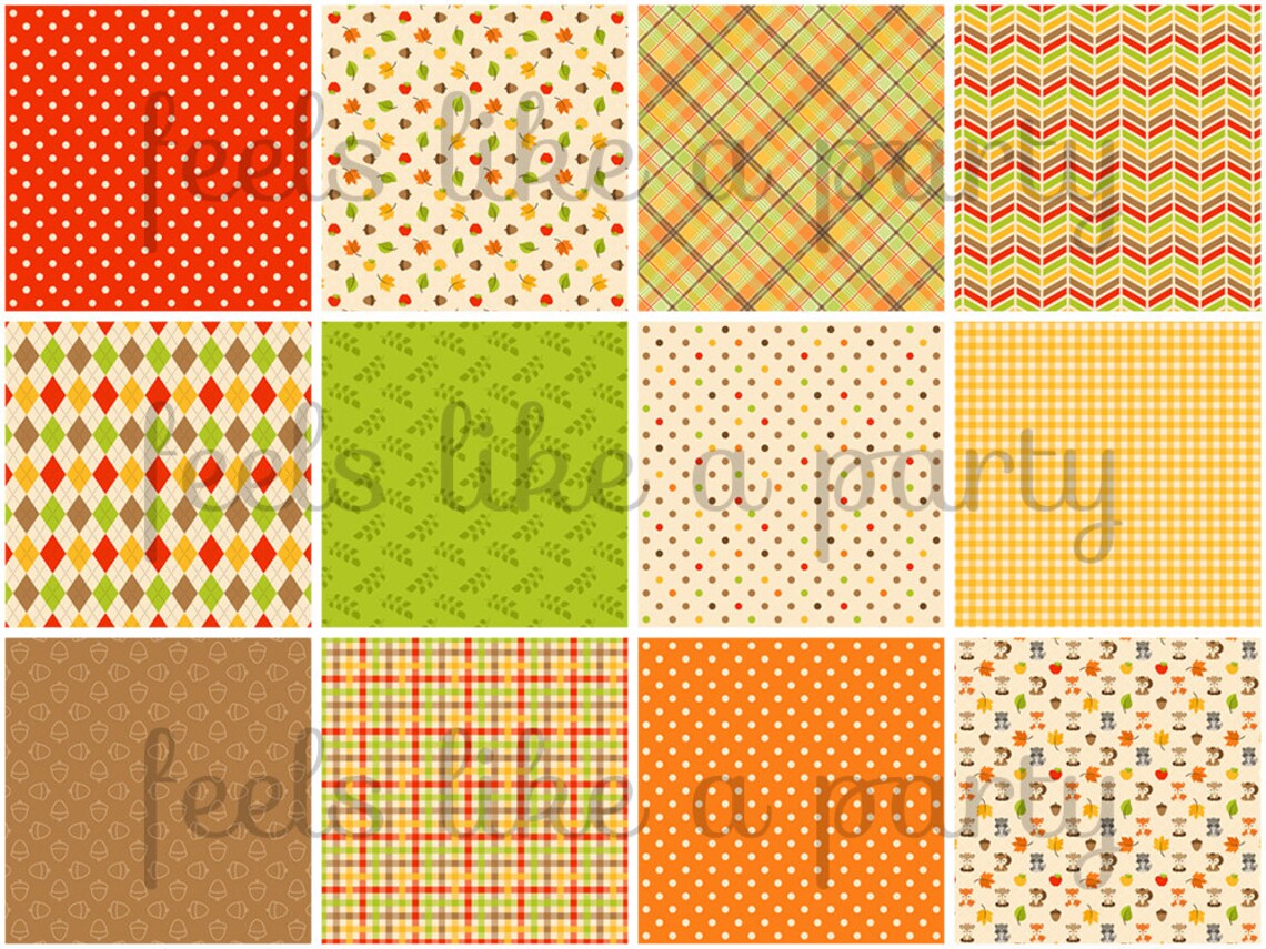 Woodland Digital Paper and Clip Art Fall Animals Digital - Etsy