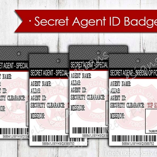 Secret Agent Spy ID Badges Instant Download Spy Party - Etsy