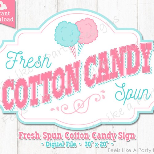 Cotton Candy Sign DIY Instant Download Carnival Signs - Etsy