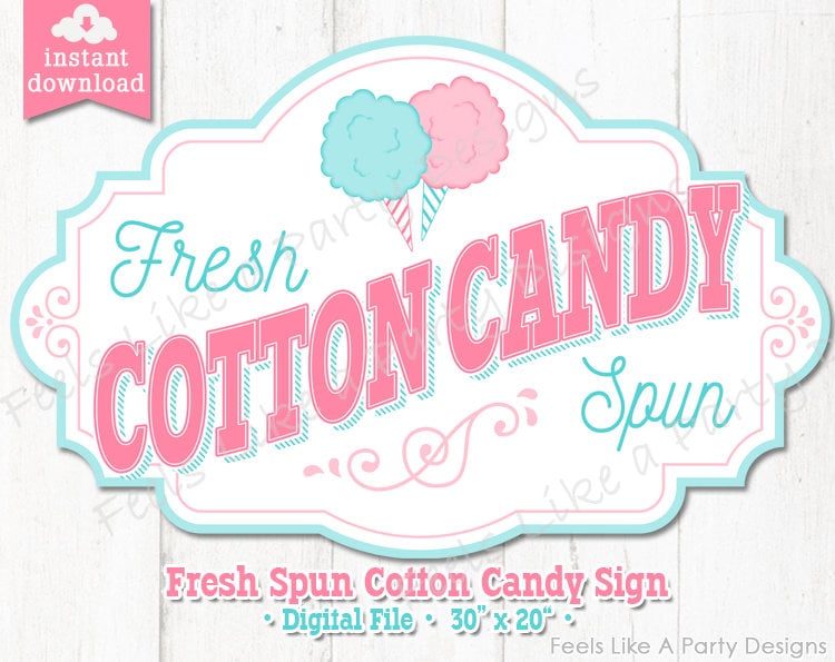 Cotton Candy Sign DIY Instant Download Carnival Signs | Etsy
