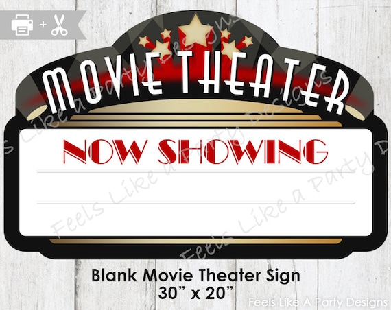Movie Theater Sign DIY Instant Download Movie Party Movie | Etsy