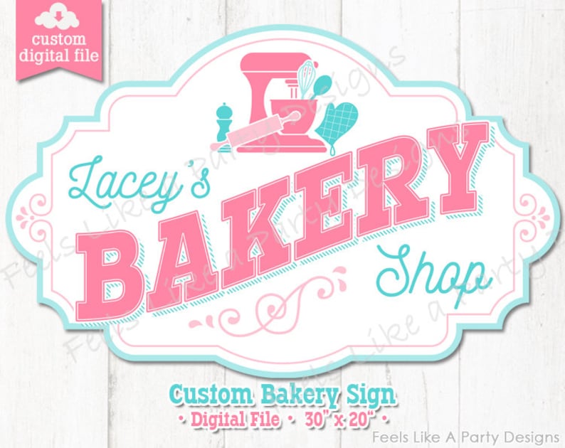 Custom Pink and Blue Bakery Sign Digital Download DIY - Etsy