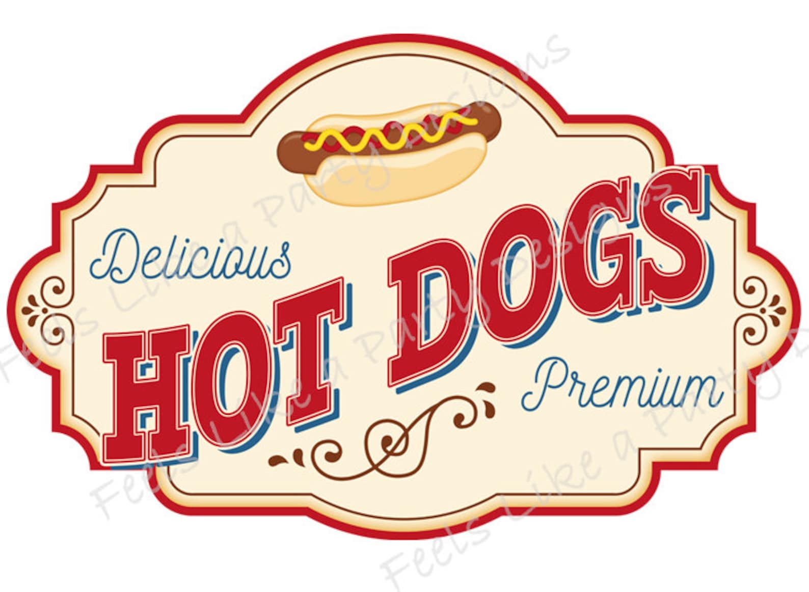 Hot Dog Sign DIY Instant Download Carnival Sign Hot Dog - Etsy