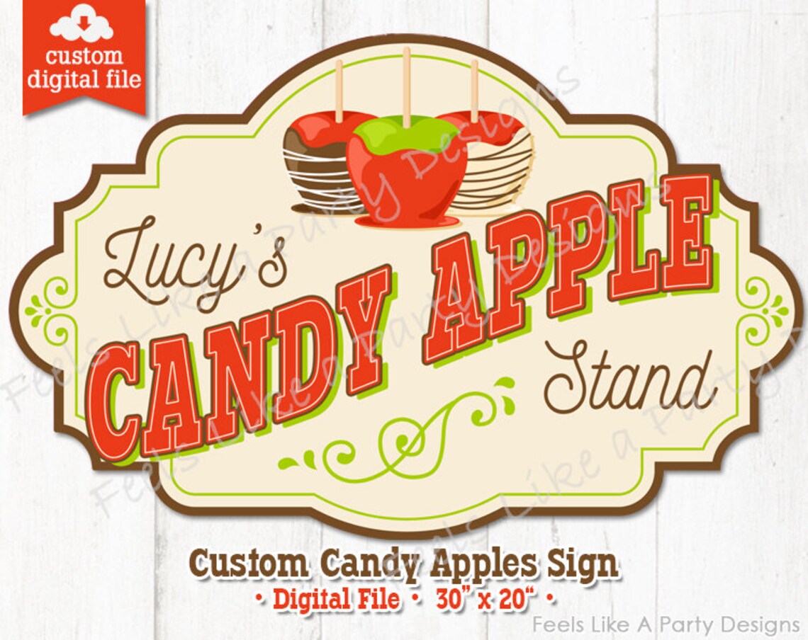 Custom Candy Apple Stand Sign - Digital Download, DIY Printable Sign ...