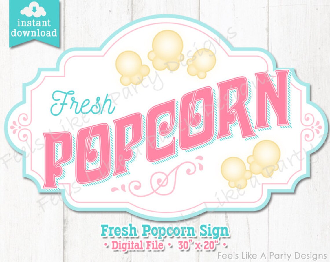 Popcorn Sign DIY Instant Download Carnival Sign Printable | Etsy