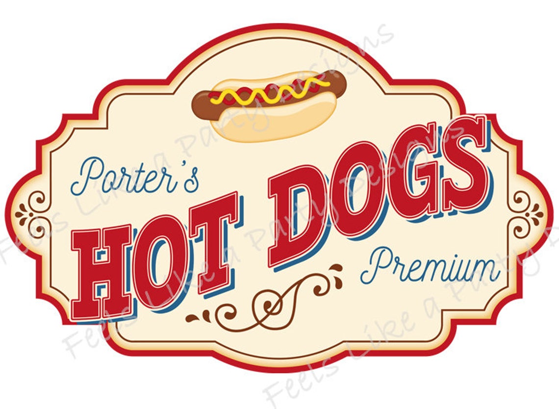 Custom Hot Dog Sign - Digital Download, DIY Printable Sign, Hotdog ...